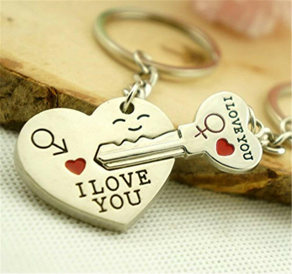 Romantic Couple Keychain Set – Heart Keyrings, Valentine’s Day Gift ...