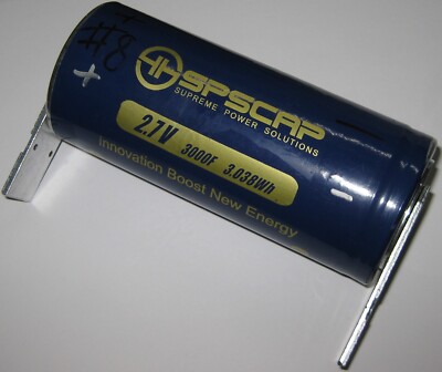 SPSCAP 3000 Farad Ultra Capacitor w/ Flat Terminals - 2.7V DC - 3.0 Wh ...