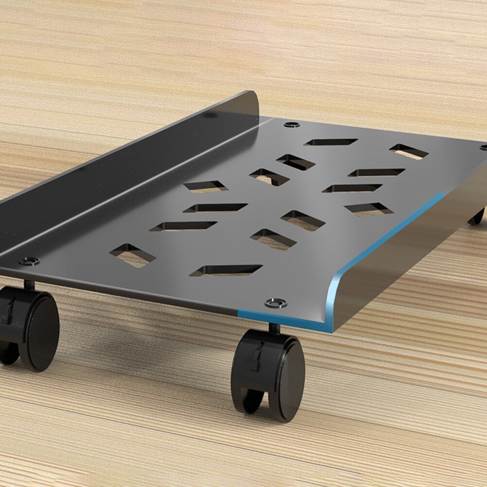 PC Tower CPU Holder with Rolling Caster Wheels Steel PC Floor Cart Fits ...
