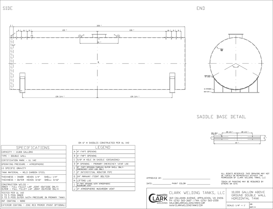 New 10000 Gallon Above Ground Double Wall Storage Tank UL142 on Saddles ...