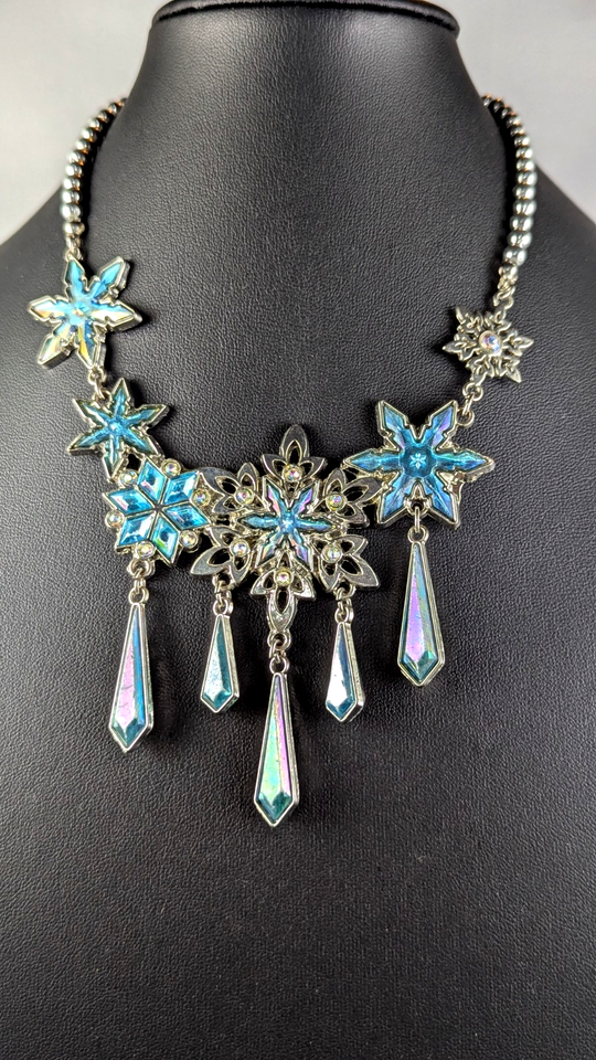 Euro Disney Elsa Necklace Snowflake Frozen Jewelry Ice Blue | eBay