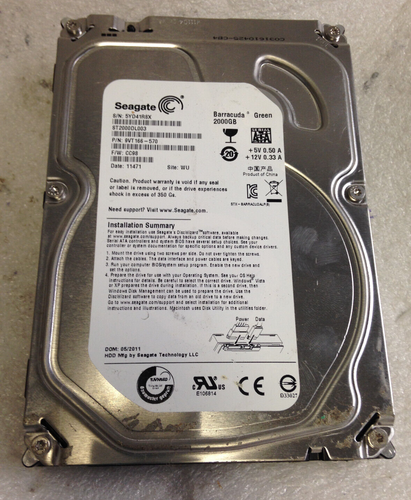 Seagate ST2000DL003 F/W: CC98 P/N: 9VT166-570 2TB SATA 3.5'' Hard Drive ...