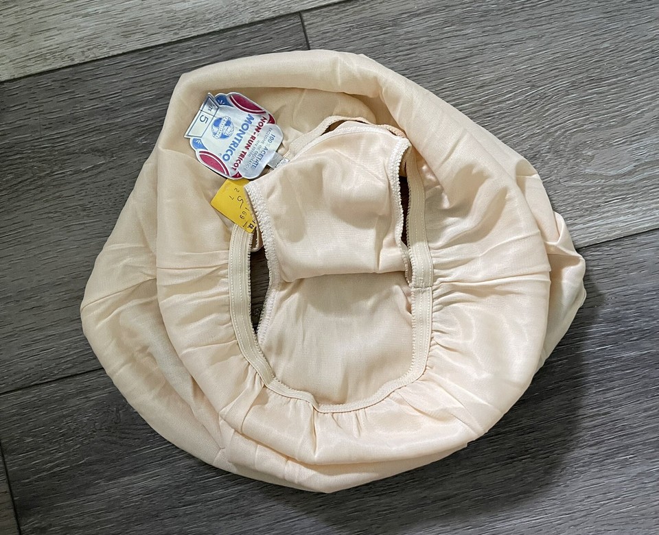 Vtg NWT Montrico 100% Acetate Non Run Tricot Apricot Brief Granny Panty ...
