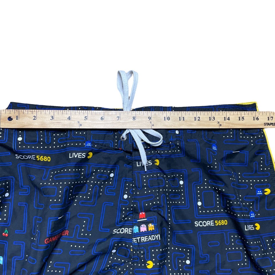 Giant Men’s Pacman Arcade Game Swim Trunks Board Shorts Navy Blue Size ...