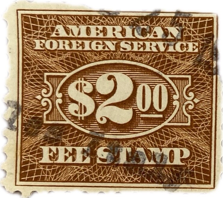 AUTHENTIC AMERICAN RK35 FOREIGN SERVICE FEE STAMP $2 REVENUE STAMP-LOT ...