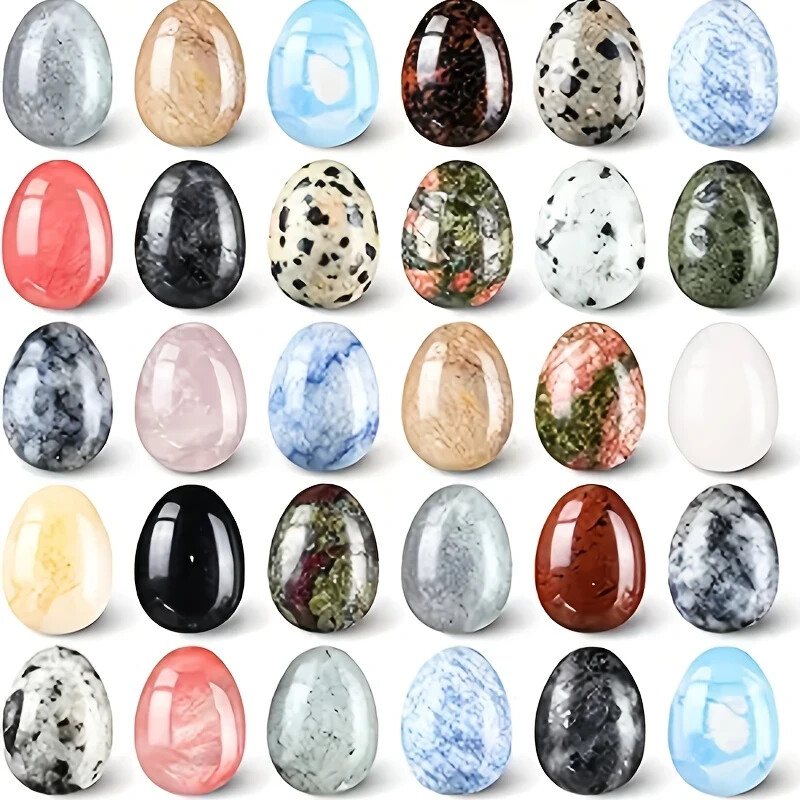 30pcs Natural Random Crystal Egg Shape Stone Polished Gemstone Chakra ...