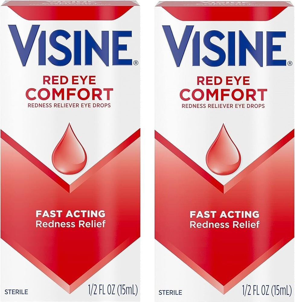 2 Pack Visine Red Eye Comfort Redness Relief Eye Drops 0.5 fl. oz Exp ...