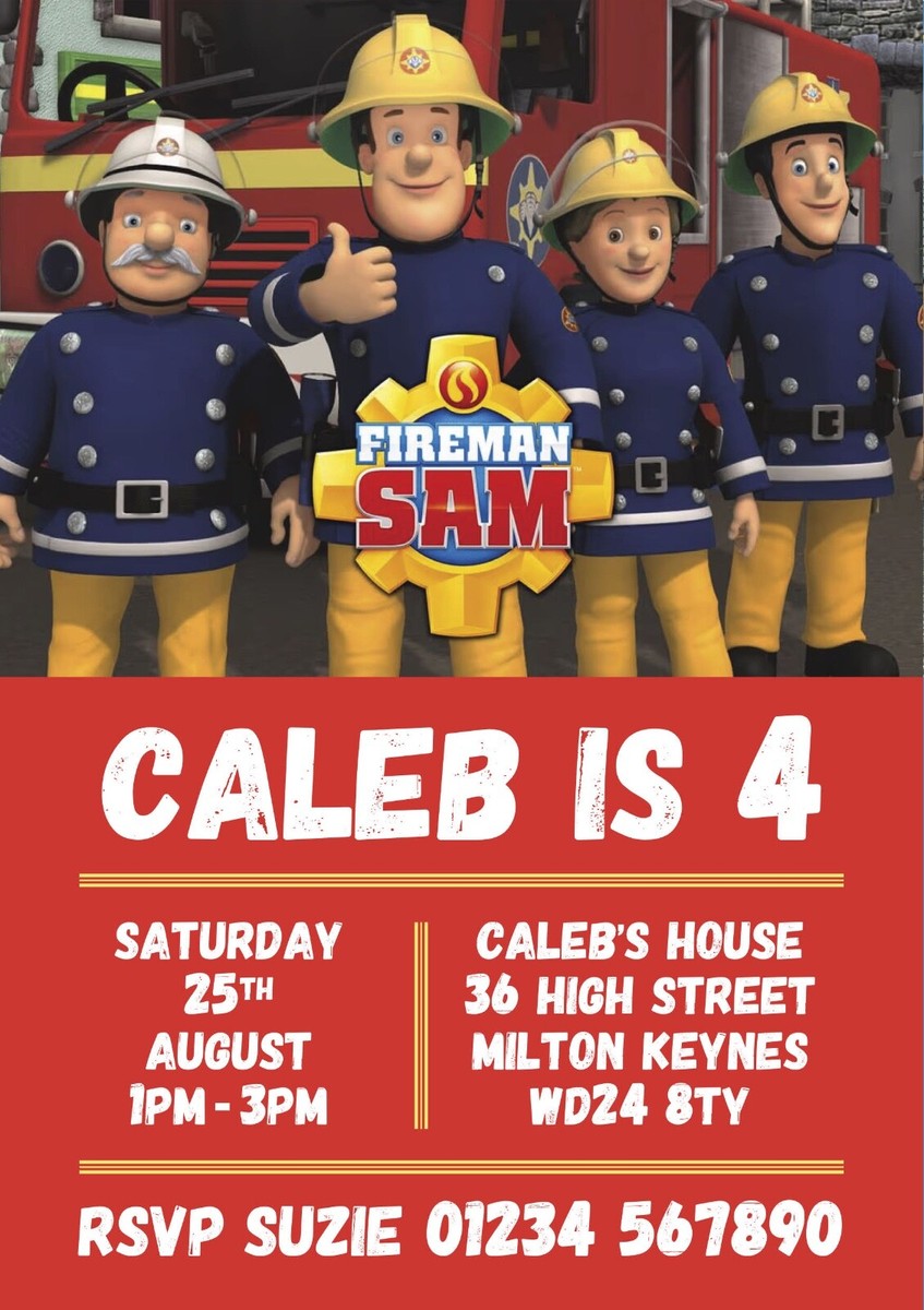 Fireman Sam Birthday Invitations Fire Fighter Birthday Invitation