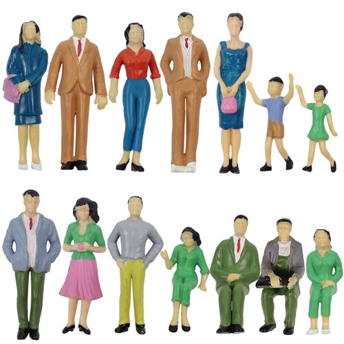 14pcs Model Trains G Scale 1:25 Painted Figures Standing Seated People ...
