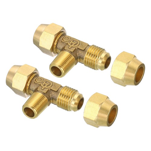 8mm x PT1/8 Brass Compression Tube Fitting 2Pcs 3 Way Pipe Fitting ...