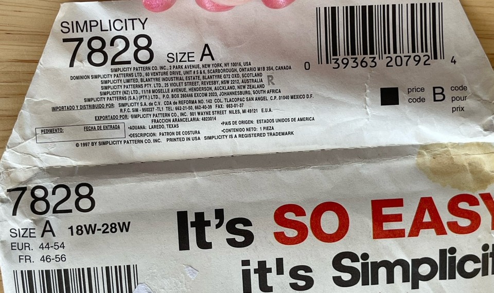 It’s So Easy Simplicity 7828 Women’s Dress Pattern Size 18W-28W Uncut ...