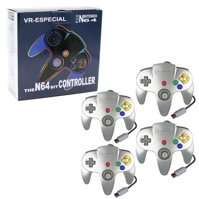 N64 - 5' Solid Silver Classic Controller X 4 Hexir (Nintendo 64 Wired ...