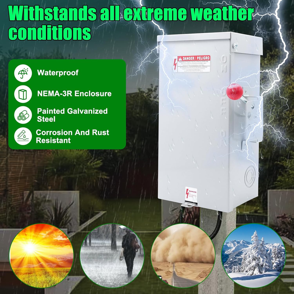 100A Generator Transfer Switch, General Duty Double-Throw Safety Switch ...