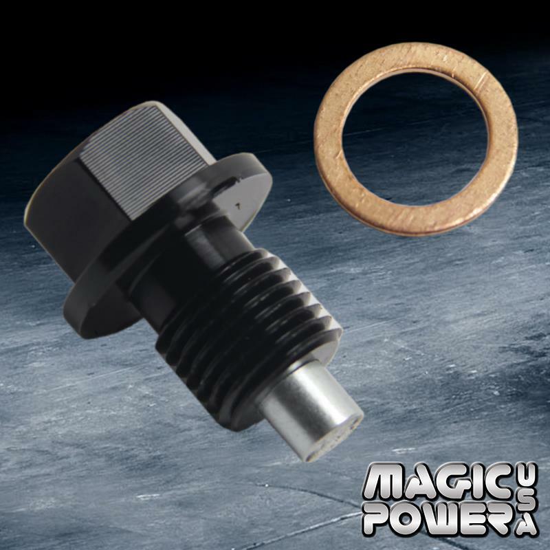 BLACK ANODIZED Magnetic Engine Oil/Transmission Drain Plug M12X1.25mm w ...