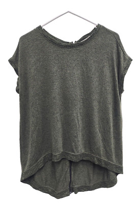 Matty M Womens Olive Green Zipper Back Top Size Medium Short Sleeve Hi ...