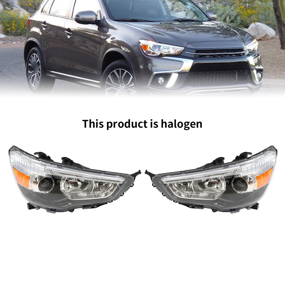 Halogen Headlights Pair Set For 2011-2019 Mitsubishi Outlander Sport ...