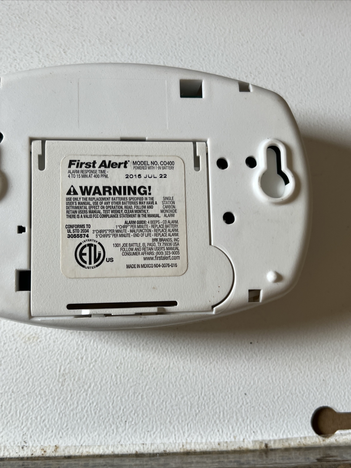 First Alert C0400 Carbon Monoxide Alarm - White NNB 29054018304 | eBay