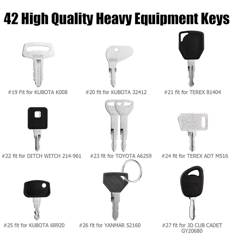 42 Master Keys Set Heavy Equipment Ignition Keys Fits Many Models HOT ...