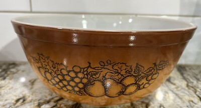 🇺🇸 RARE Vintage Pyrex 403 Old Orchard Fruit Brown Nesting Mixing Bowl 2 ...