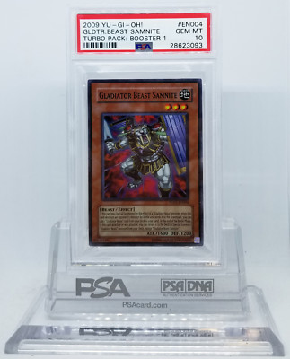 YUGIOH TU01-EN004 GLADIATOR BEAST SAMNITE SUPER RARE PSA 10 GEM MINT ...