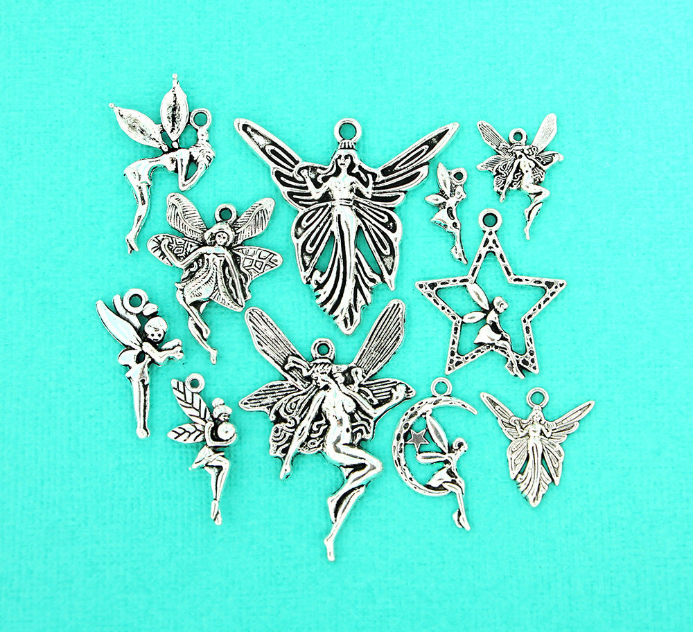 Fairy Charm Collection Antique Silver Tone 11 Different Charms - COL107 ...