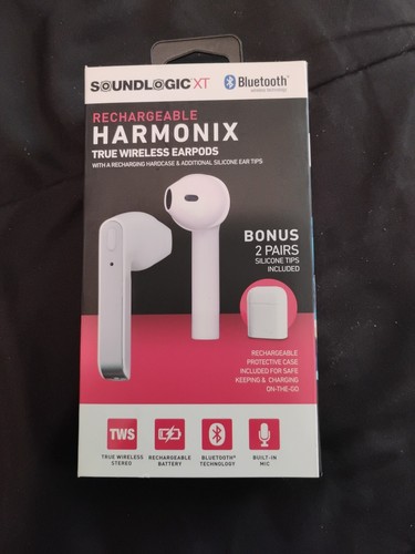 SoundLogic XT Rechargeable Harmonix Bluetooth Wireless EarBuds White ...