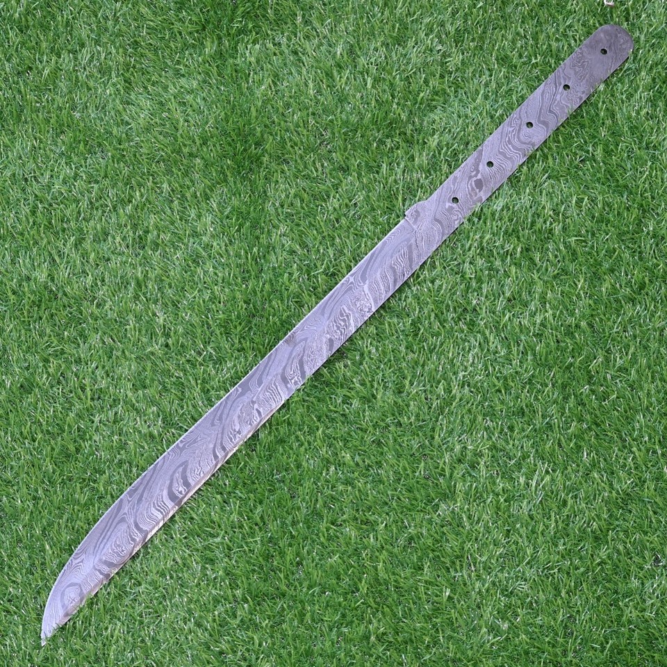 Custom Made Japanese Samurai Sword Blank Blade Hand Forged Damascus ...
