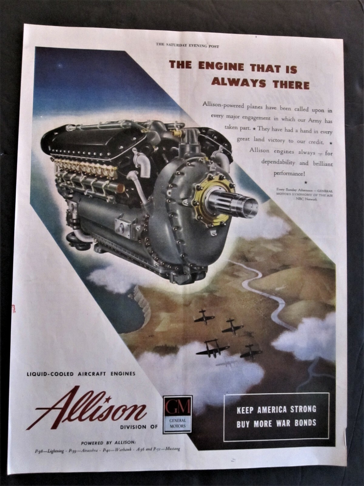Allison Fighter Engine for P-38 and other fighters WWII Ad | eBay