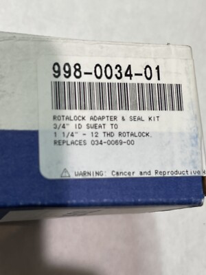 OEM COPELAND ROTALOCK ADAPTER & SEAL KIT 3/4"Id To 1-1/4 PN: 998-0034 ...