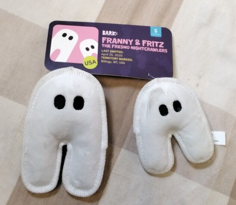 Bark Box Franny & Fritz The Fresno Nightcrawlers Ghost Dog Toys Small ...