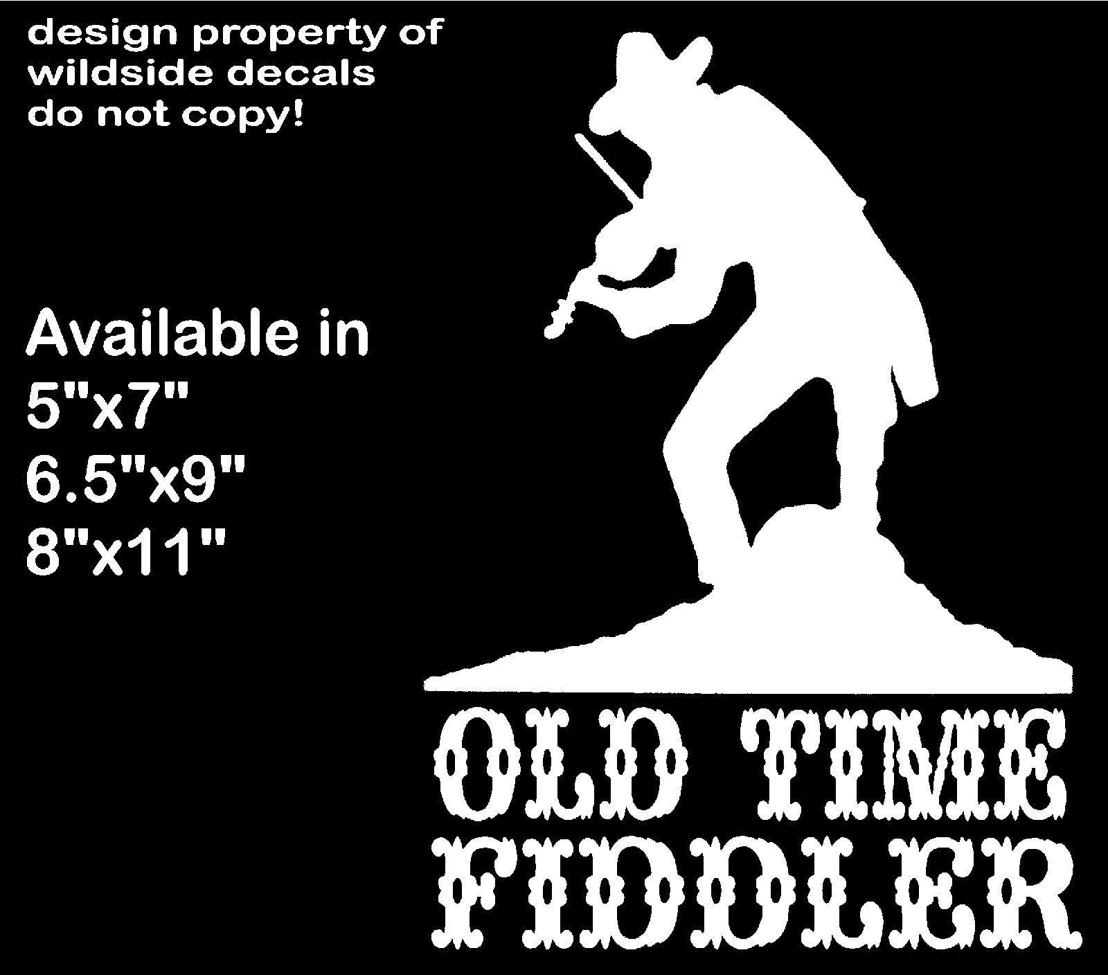 Old Time Music Decal Fiddle Player Silhouette Vinyl Car Truck Fiddler ...