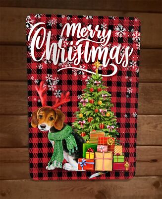Merry Christmas Beagle Dog Xmas 8x12 Metal Wall Sign Animal Poster #1 ...
