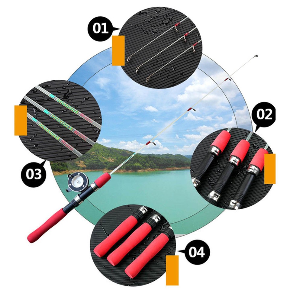 Mini Ice Fishing Rod Fiberglass Fiber Pole Fishing Rods Fish Tool | eBay