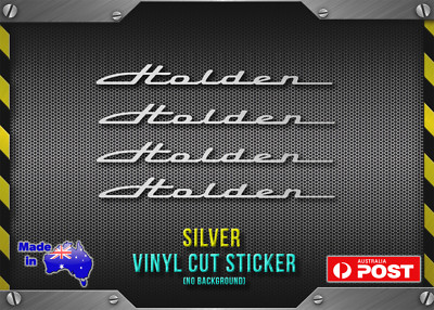 4 x Holden Vintage Script 110mm Logo Vinyl Cut Decal Sticker SILVER ...