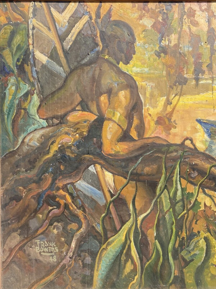 🔥 Historic RARE Vintage Tiki Bar Los Angeles Mural Oil Painting FRANK ...