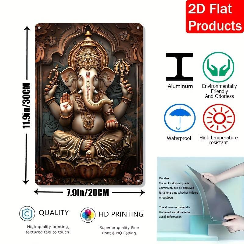 GANESH METAL WALL ART HANGING RELIGOUS HINDU GOD BRONZE 2D PLAQUE | eBay UK