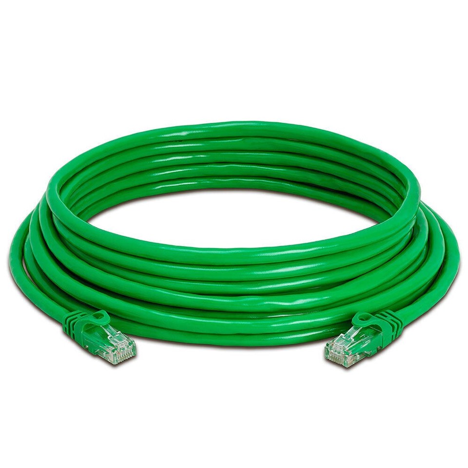 2 Pack Cat6 Green Ethernet Cable 25ft Patch Cord LAN Network RJ45 ...