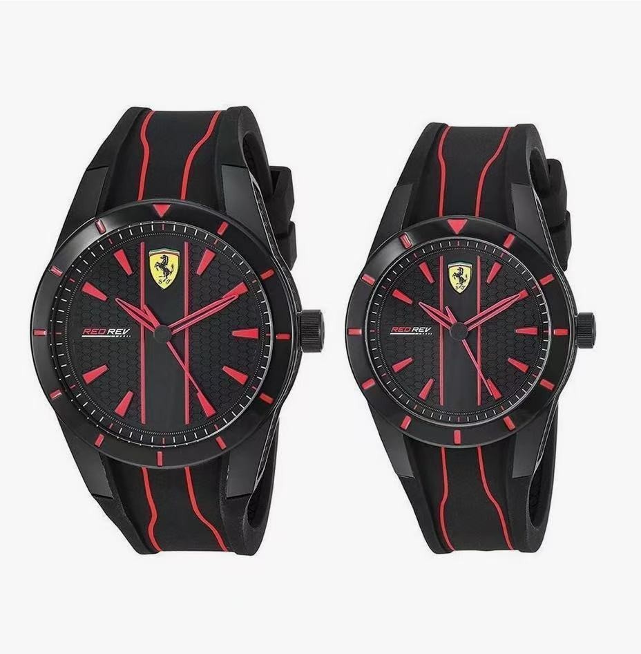 Ferrari Scuderia Redrev Black Dial Silicon Strap Quartz Set Watch | eBay