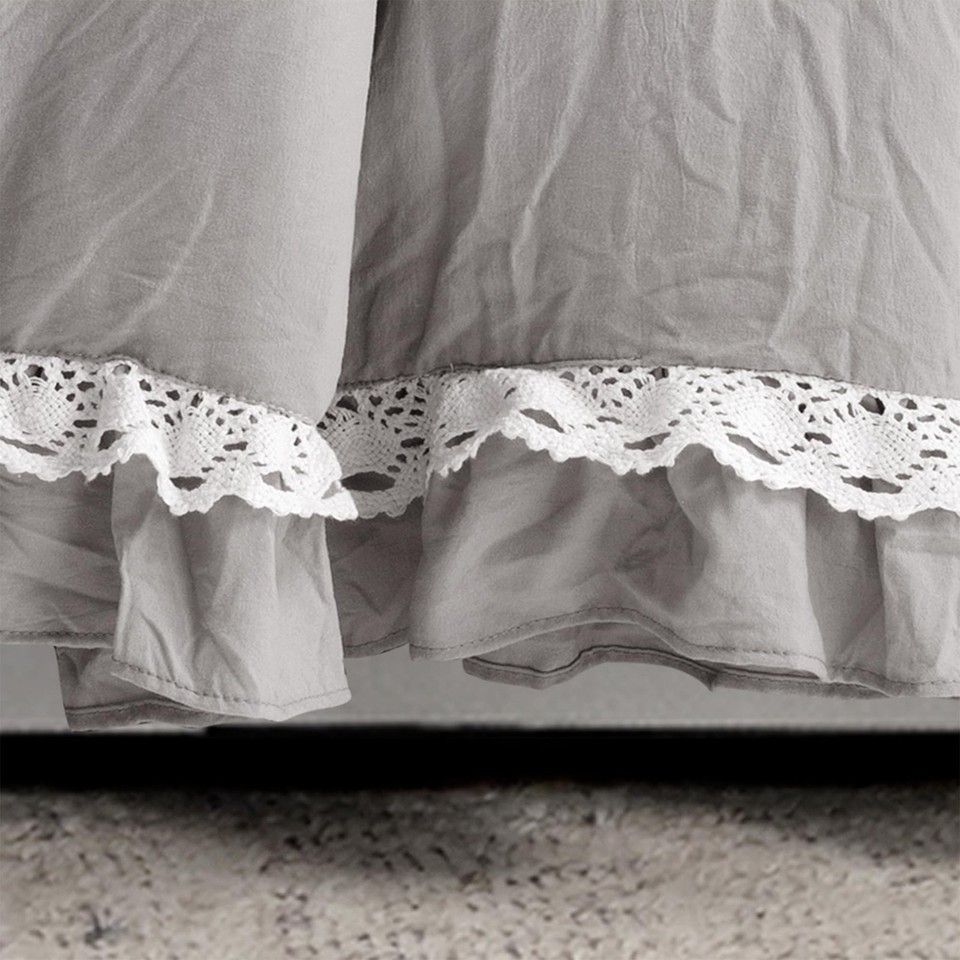 Ella Ruffle Lace Throw Blanket, 50" W x 60" L, Light Gray - Coquette ...