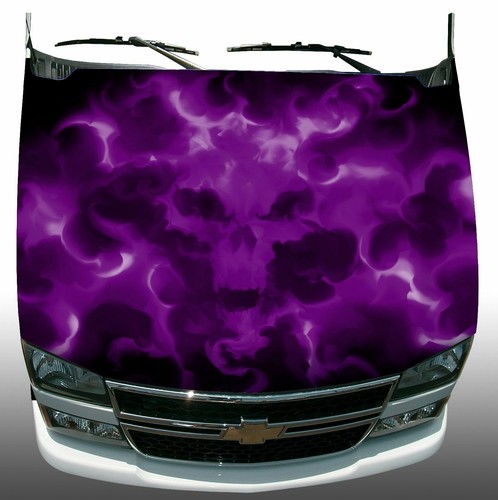 Purple Skull flame fire Hood Wrap Wraps Sticker Vinyl Decal Graphic | eBay