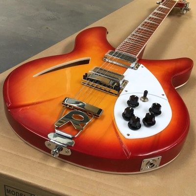 12 Strings Semi Hollow Body Cherry Red Electric Guitar Flame Maple Top ...