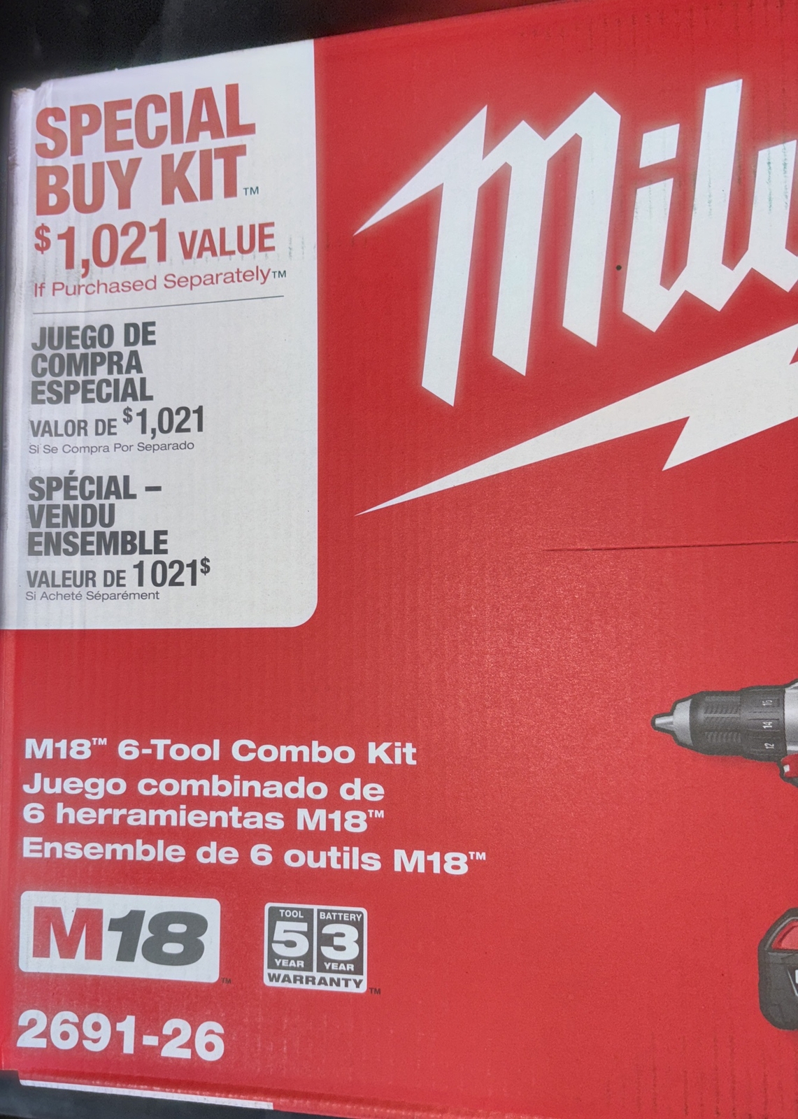 Milwaukee 2691-26 M18 18V Li-Ion Cordless 6-Tool Combo Kit for sale ...