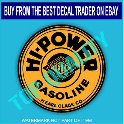 VINTAGE HI POWER GASOLINE Decal Sticker Vintage Americana Retro Hot Rod ...