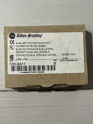 ALLEN BRADLEY 100-SA11 AUXILIARY SIDE MOUNT CONTACT BLOCK 1-N.O 1-N.C ...