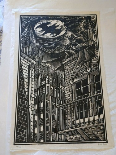 BRIAN REEDY "CRIME ALLEY" BATMAN LINOCUT POSTER PRINT Bottleneck Mondo ...