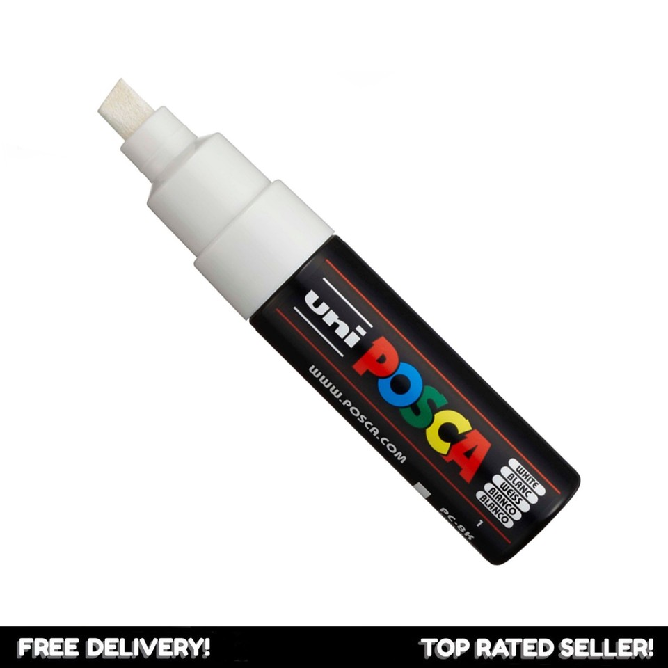 Uni Posca WHITE Paint Marker Pens - PC-1M 1MR 3M 5M 7M 8K 17K PCF350 ...