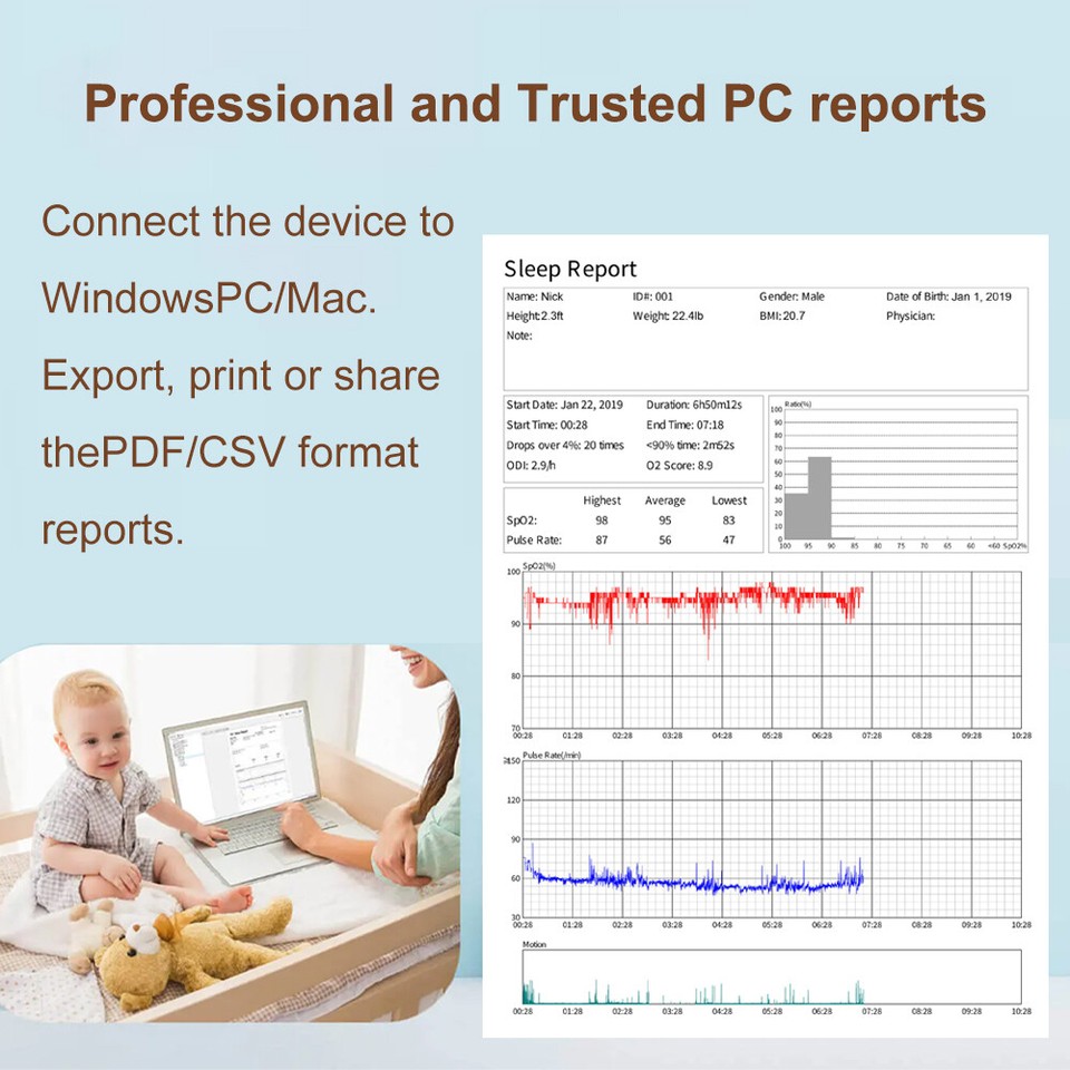 Neonatal Infant Pulse Oximeter Baby Sleep Monitor Free App and PC ...