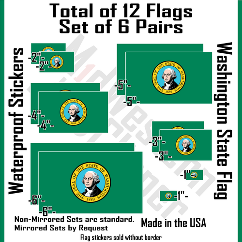 12+ Washington State Flag Stickers/Decals, waterproof, bumper WA 6" | eBay