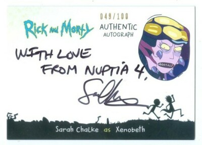 SARAH CHALKE "XENOBETH LOVE FROM NUPITA 4 AUTOGRAPH /100" RICK & MORTY ...