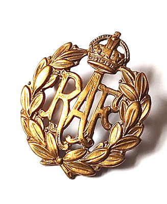 WW1 Royal Air Force Cap Badge KC RAF Brass Economy 2 Lugs 44mm Antique ...